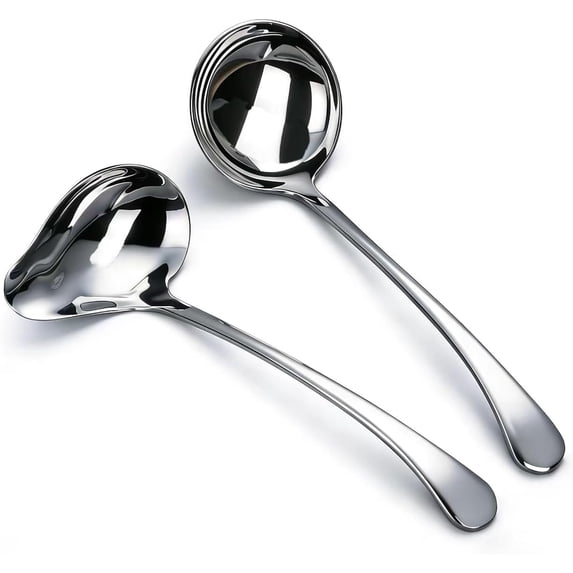2-Piece Stainless Steel Small Ladle Set with Slanted Pour Spout, Sauce ...