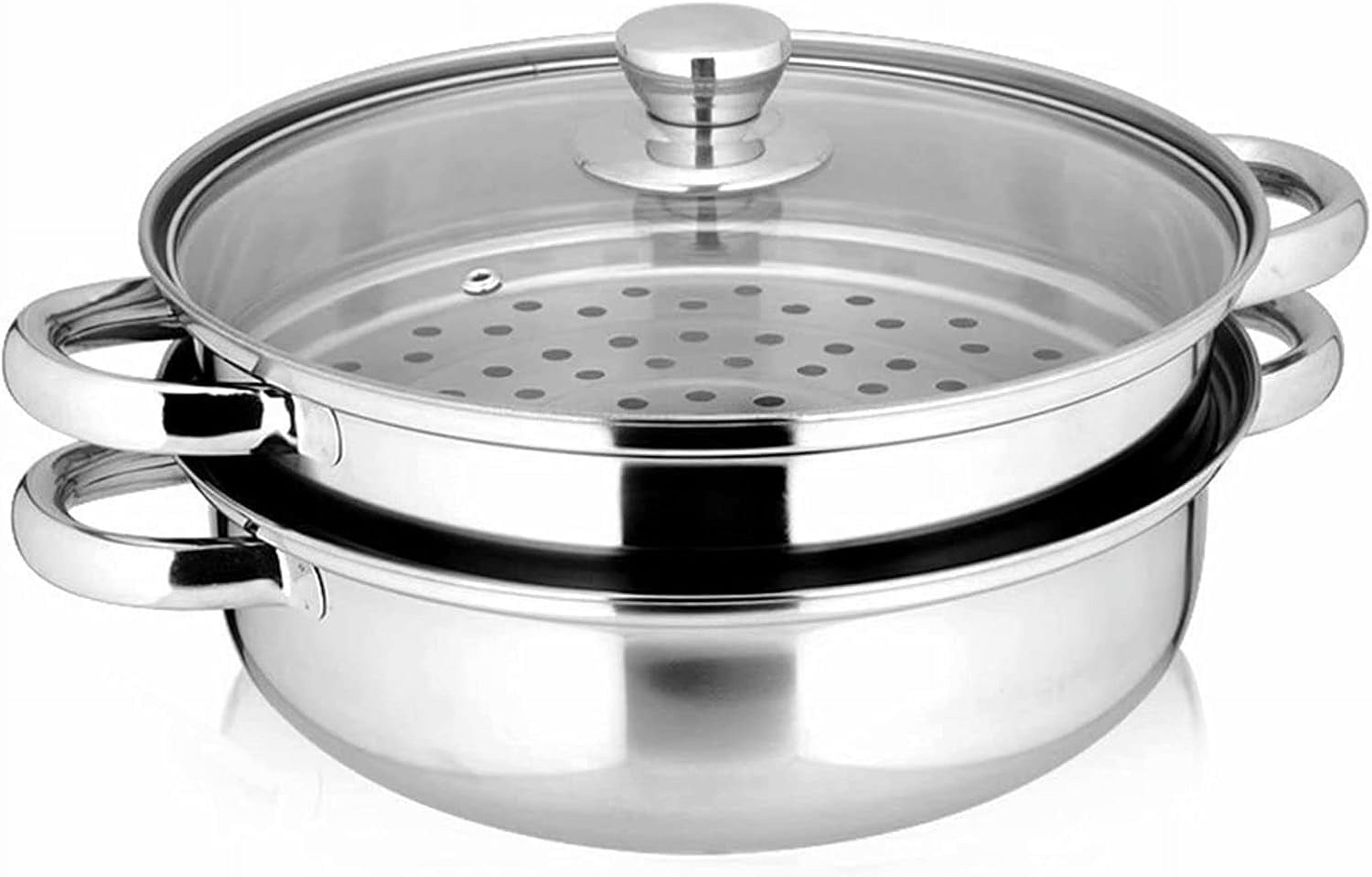 2 Piece Stainless Steel Stack and Steam Pot Set - and Lid,Steamer ...