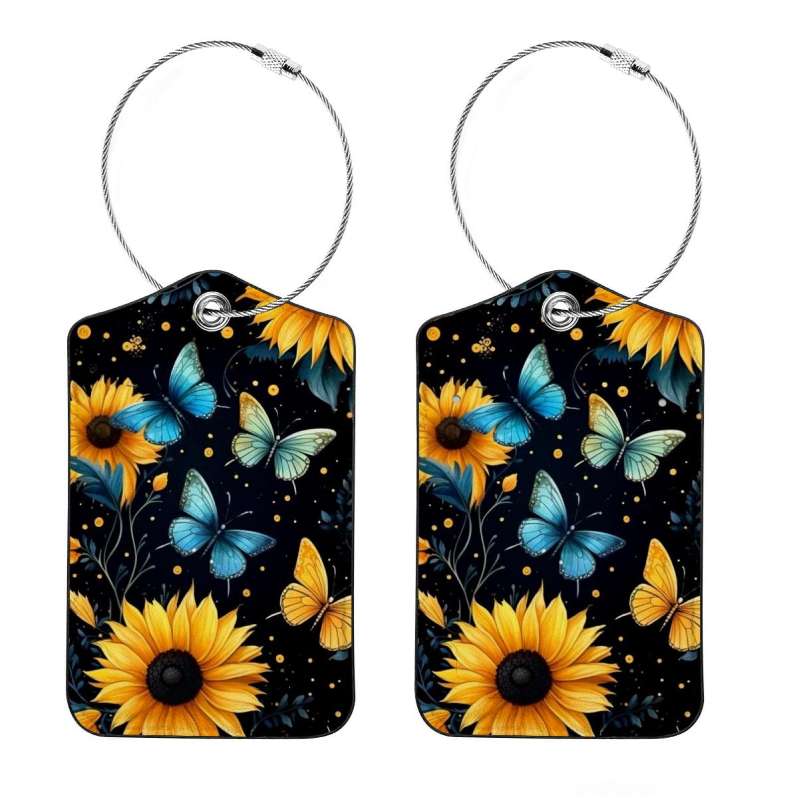 2 Piece Starry Night Sunflower Butterfly Luggage Tag for Suitcase ...