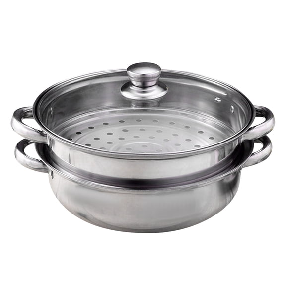 VEVOR 28CM Stainless Steel Food Steamer Set Glass Lid 5 Tier Kitchen ...