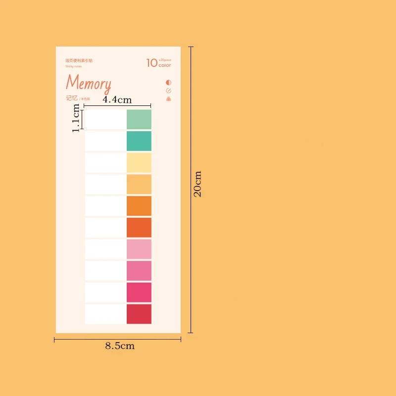 2 Piece Sticky Notes With Ruler Adhesive Stationery Memo Pad Index ...