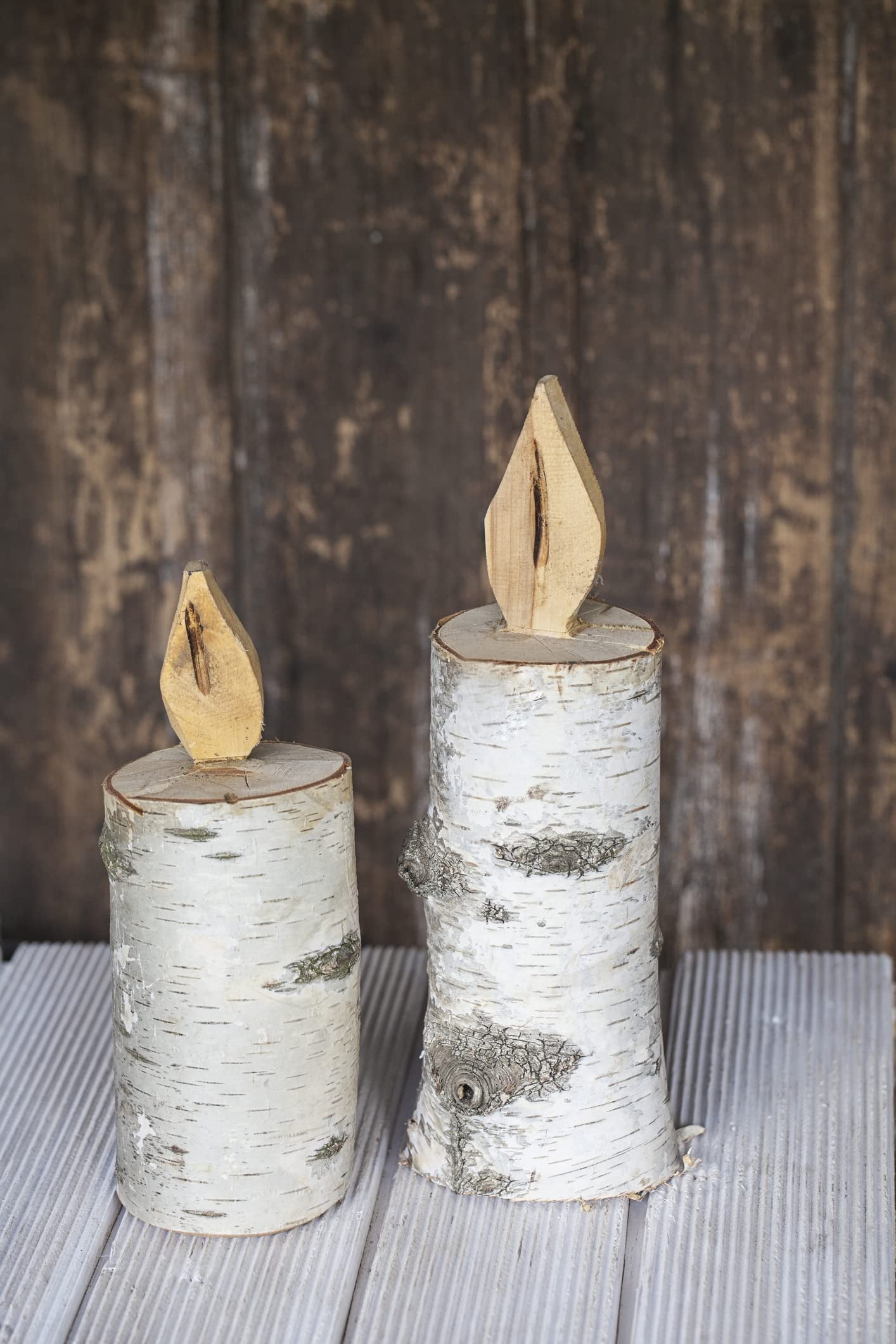 2 Piece Still Life Birch Candles - 8 and 10 Inches Tall - Real White ...