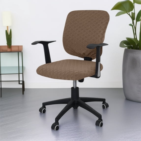 2-Piece Stretch Office Chair Covers Polyester Geometric Computer Desk ...