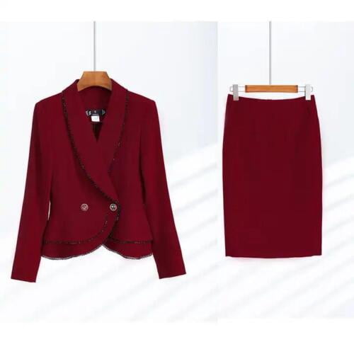 2 Piece Suit Set for Women Business Uniform Skirt Suits Office Lady ...