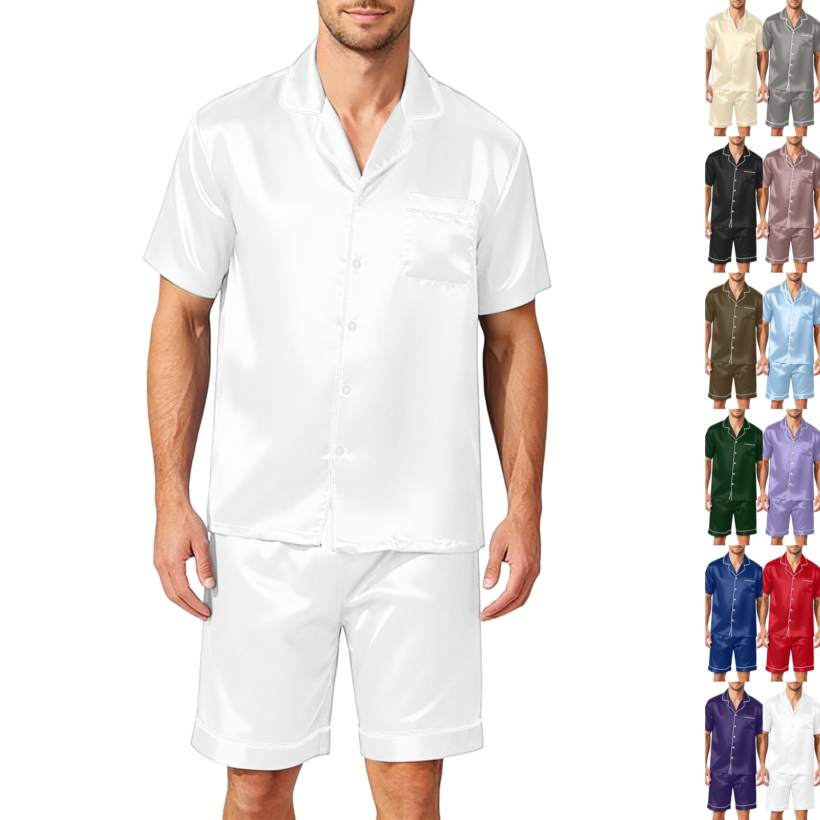 2 Piece Summer Pajamas for Women Man Soft Couples Matching Pjs Short ...