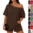2 Piece Summer Set Oversized Top & Loose Fit Shorts with Pockets Casual ...