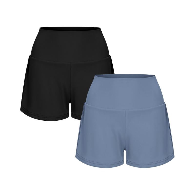2-Piece Super High Waisted Back Pocket & Side Hidden Pocket 2-in-1 Yoga ...