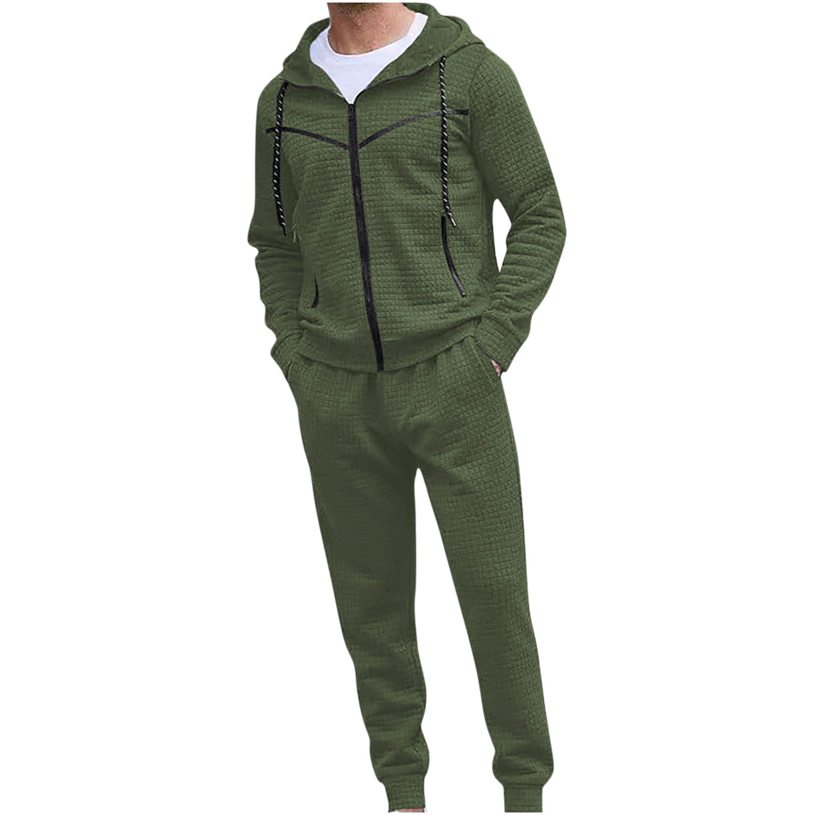 2 Piece Sweatsuits for Men Long Sleeve Full Zip Tracksuits Athletic ...