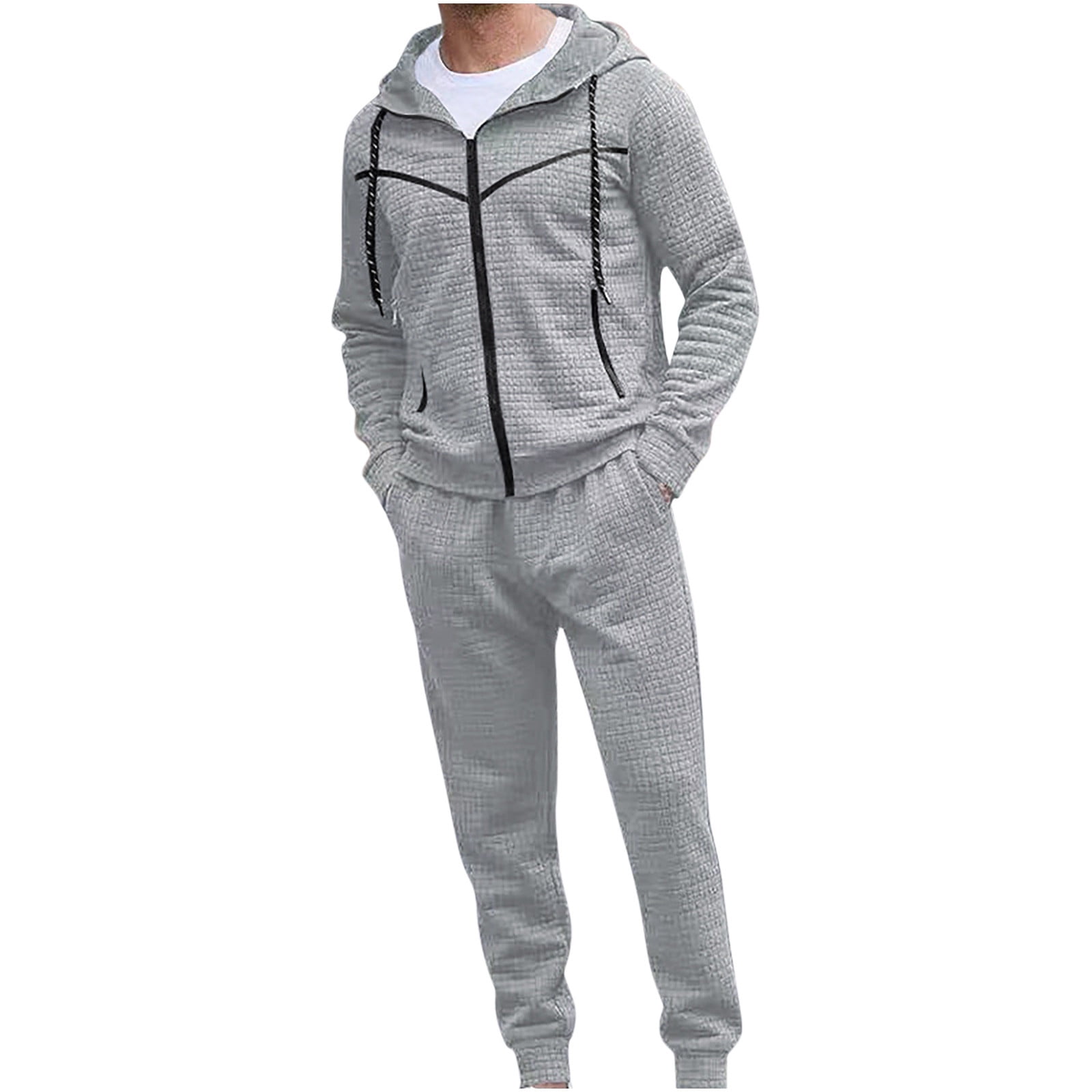 2 Piece Sweatsuits For Men Long Sleeve Full Zip Tracksuits Athletic