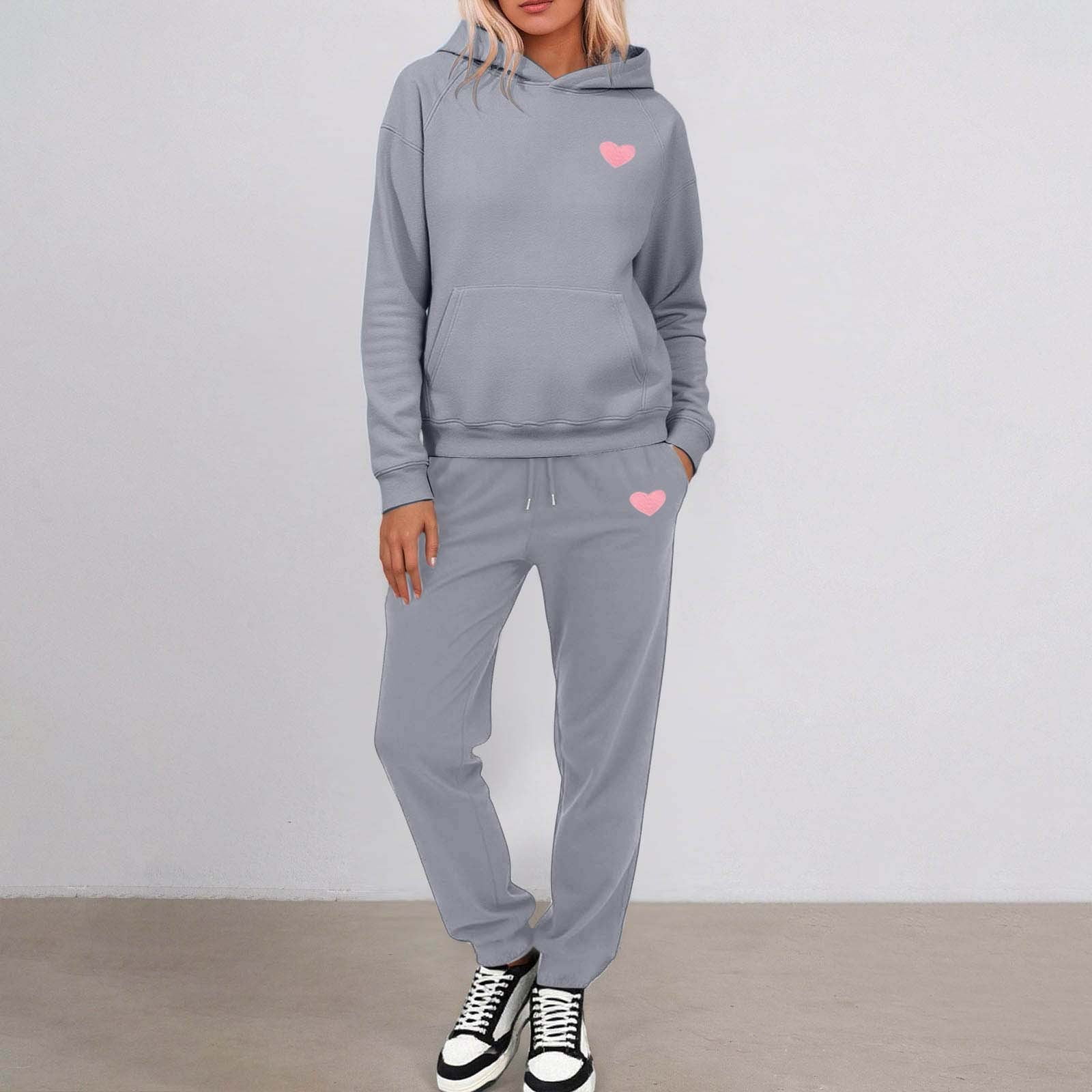 2 Piece Sweatsuits for Women - Long Sleeve Hoodie With Sweatpants ...