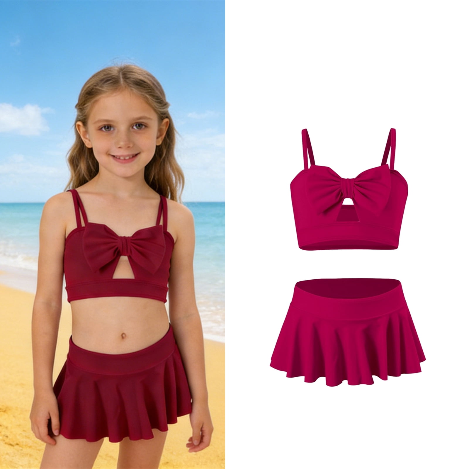 2 Piece Swimsuit for Girls Bikini Set Bow Girls Swimsuit Summer Clothes ...