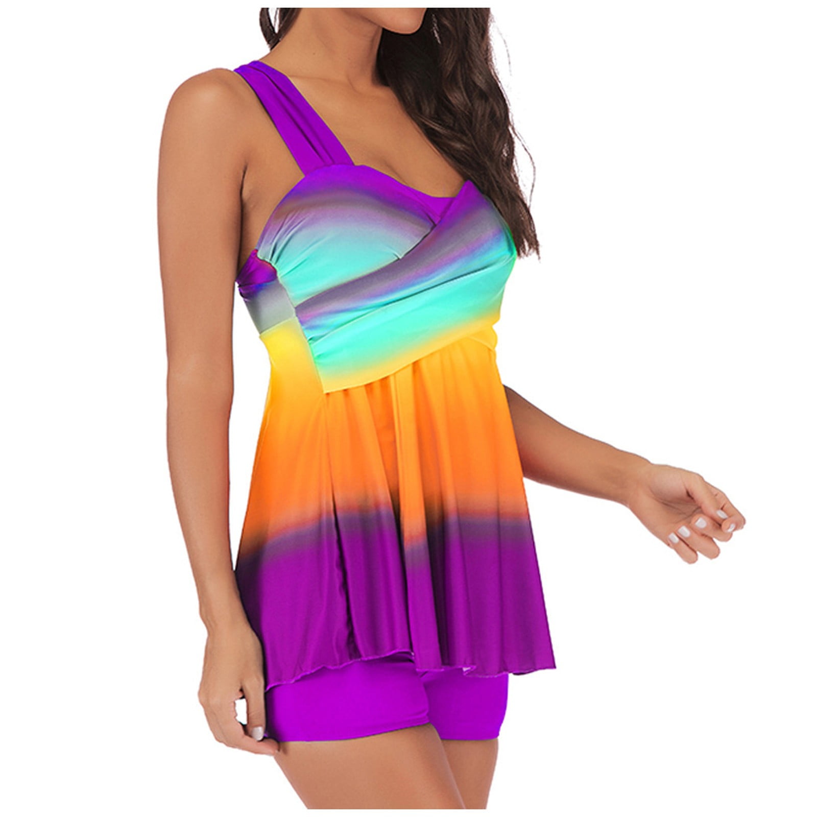 2 Piece Swimsuit for Women Plus Size Tankini Swimjupmsuit Beachwear ...