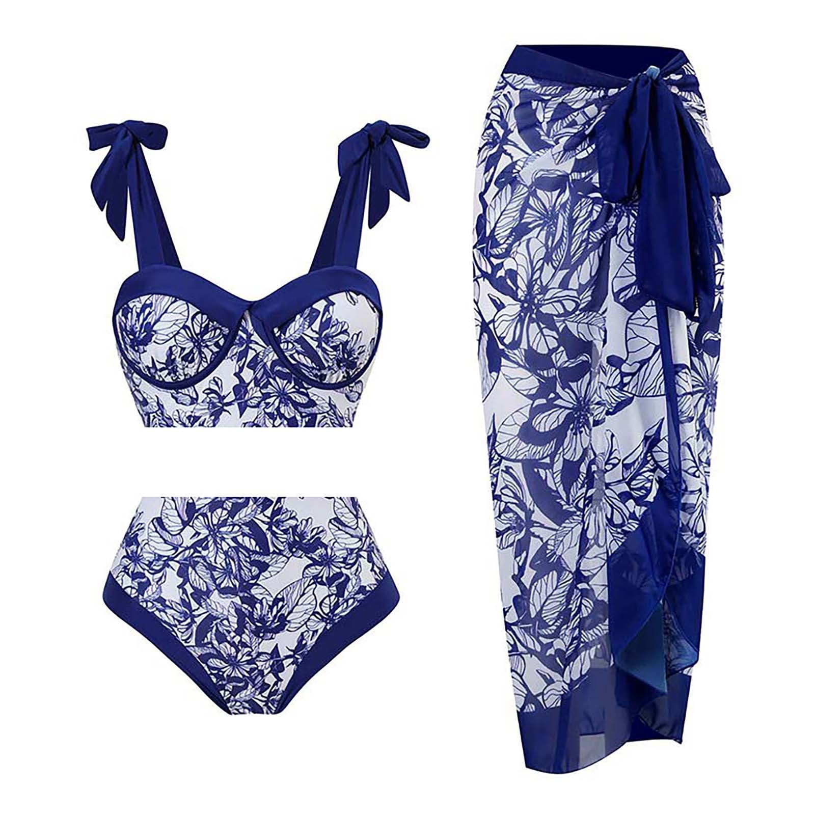 2 Piece Swimsuit for Women Summer Beach Seaside Belly Shading Backless ...