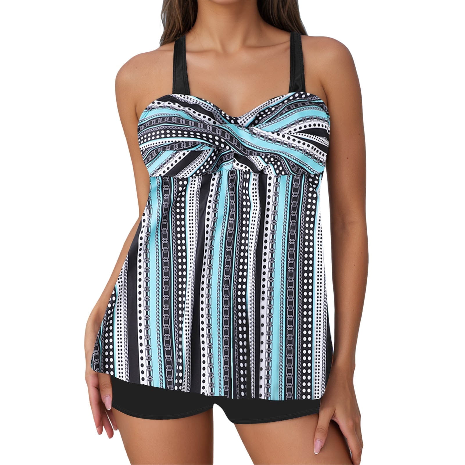 2 Piece Swimwear Tankini for Women Mesh Panel Swimsuit Sets Tankini ...