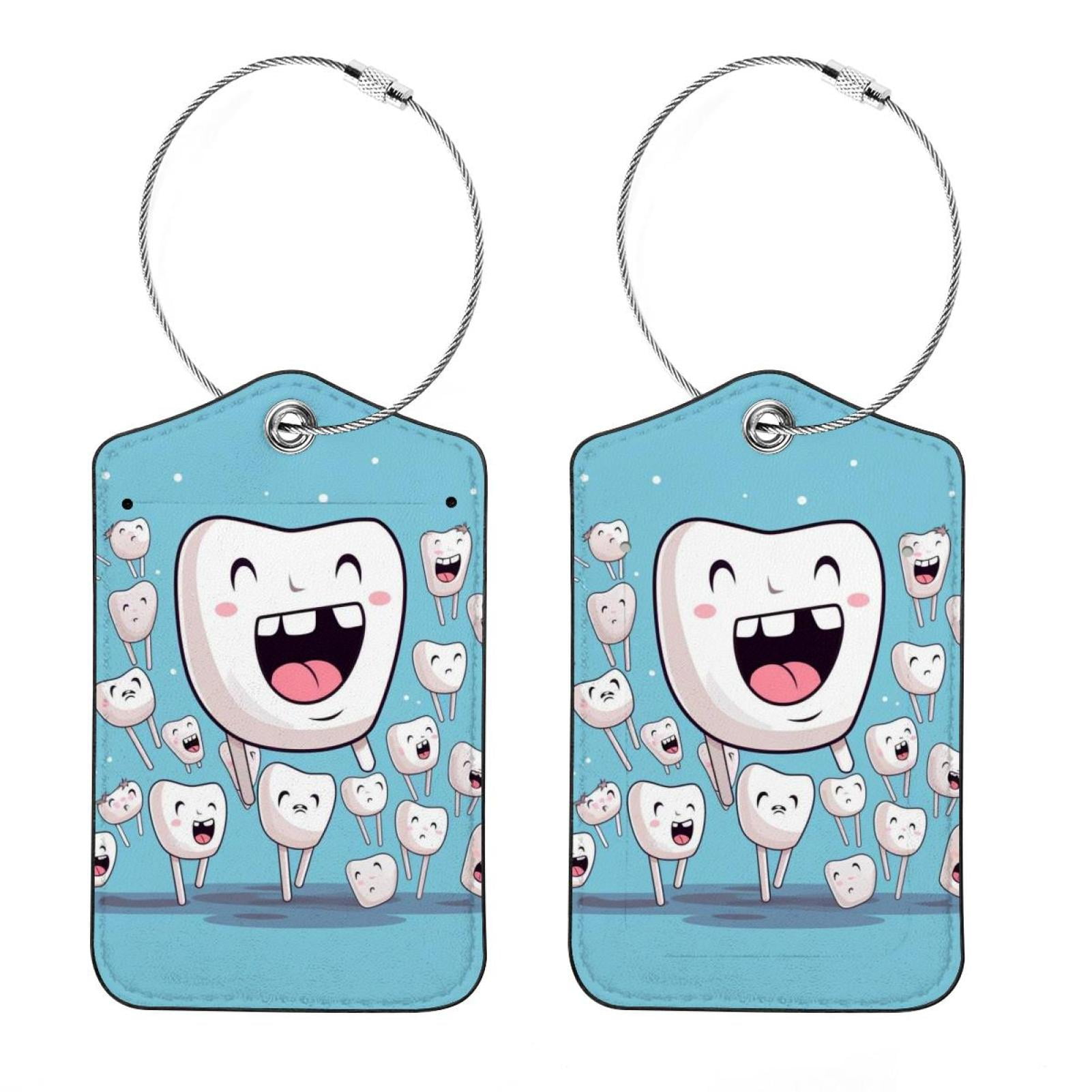 2 Piece Teeth Luggage Tag for Suitcase Identifiers Privacy Name Address ...