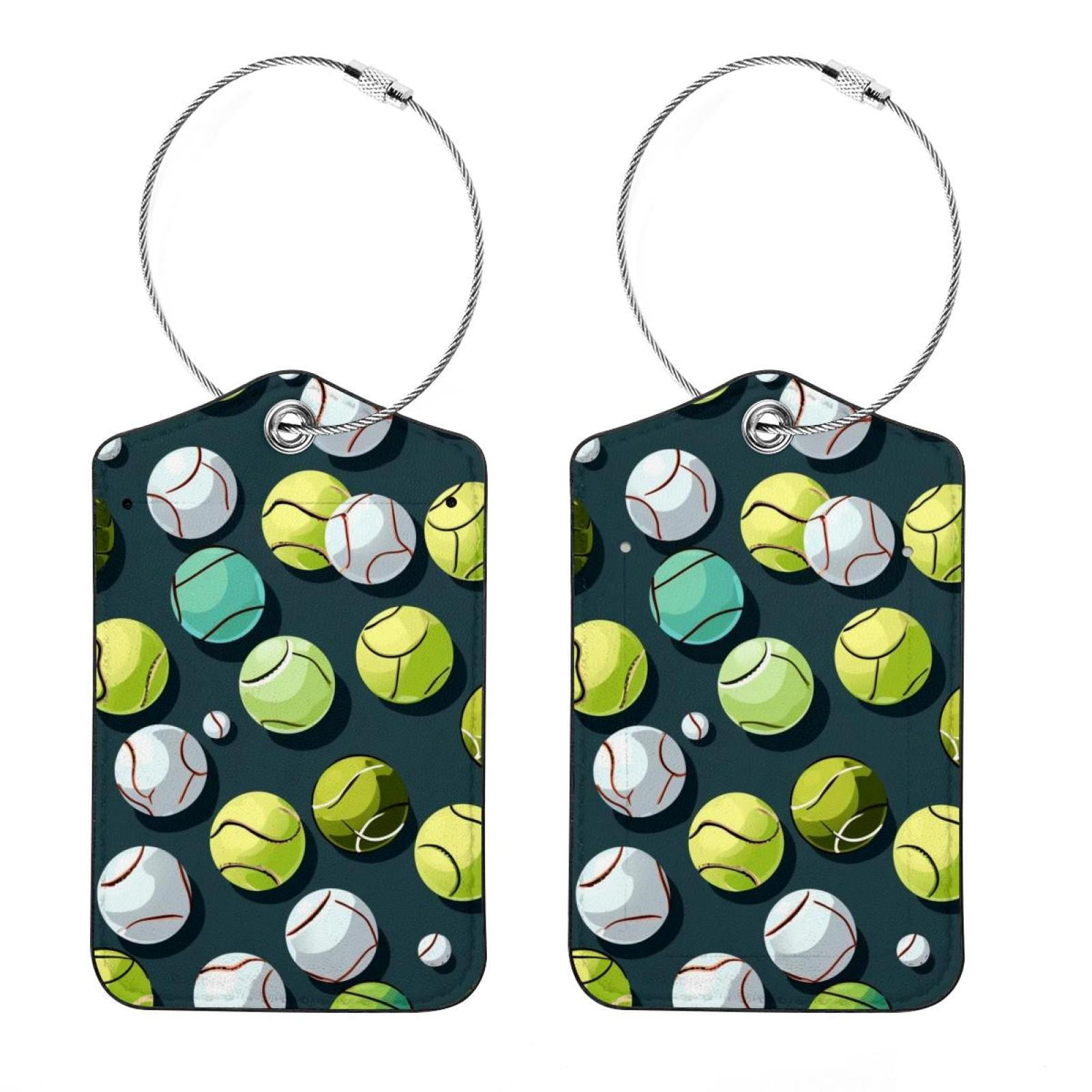 2 Piece Tennis Ball Luggage Tag for Suitcase Identifiers Privacy Name ...