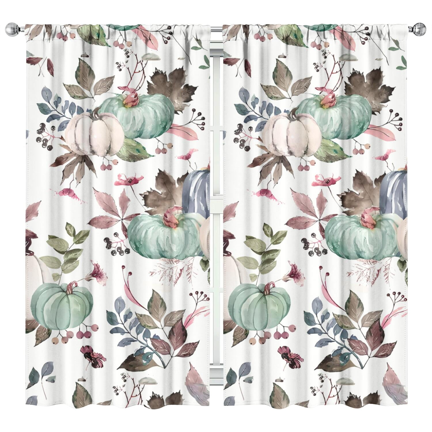 2 Piece Tier Curtains Fall Aesthetic Print Harvest Festival Pumpkin ...