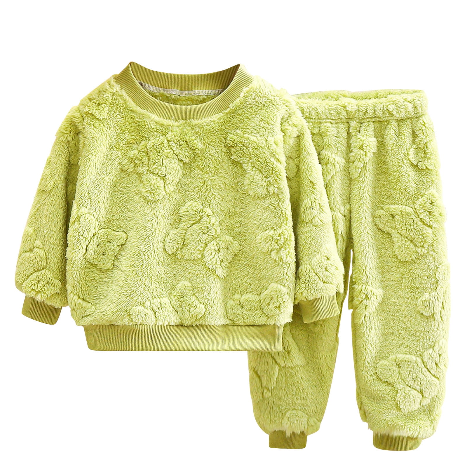 2 Piece Toddler Boys Girls' Winter Fleece Pajama Set Long Sleeved Thickening Tops+Pants Outfits ...
