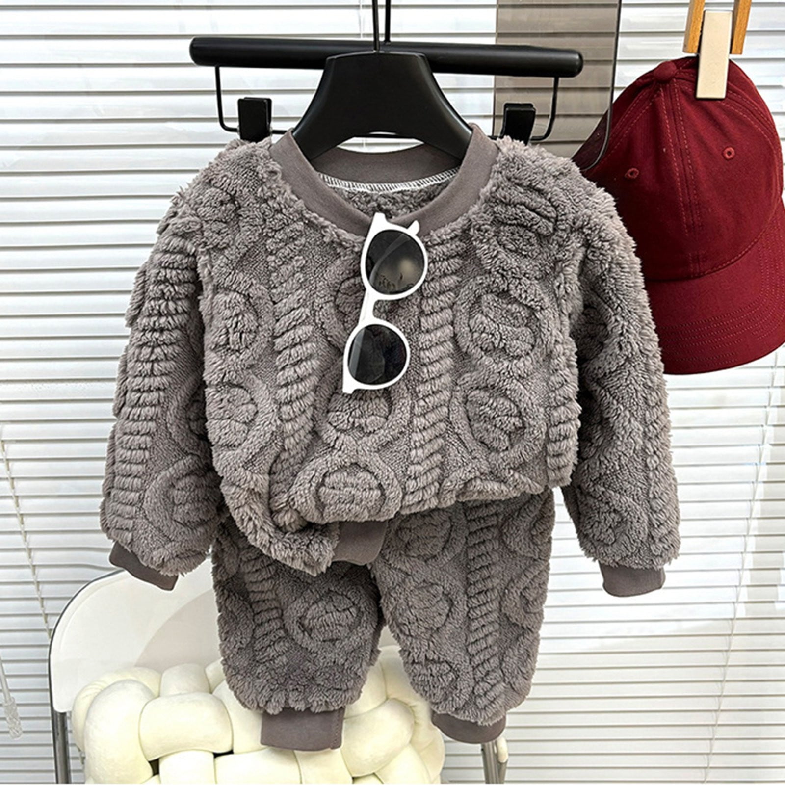 2 Piece Toddler Kids Boys Girls' Winter Pyjama Set Warm Flannel Sleepwear Set Tops Pants Outfits ...