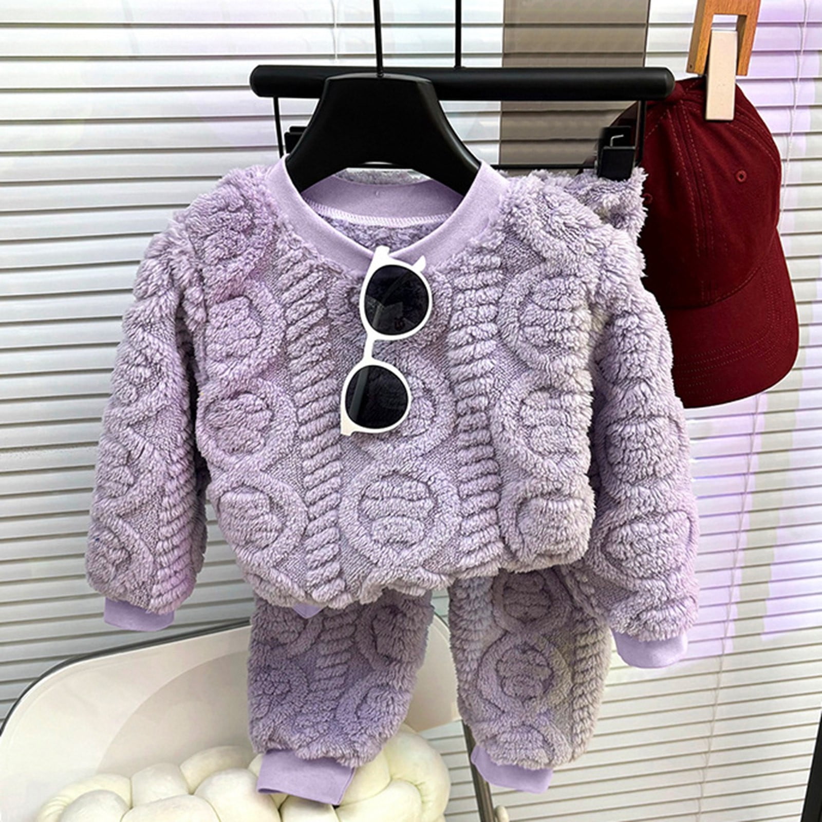 2 Piece Toddler Kids Boys Girls' Winter Pyjama Set Warm Flannel Sleepwear Set Tops Pants Outfits ...