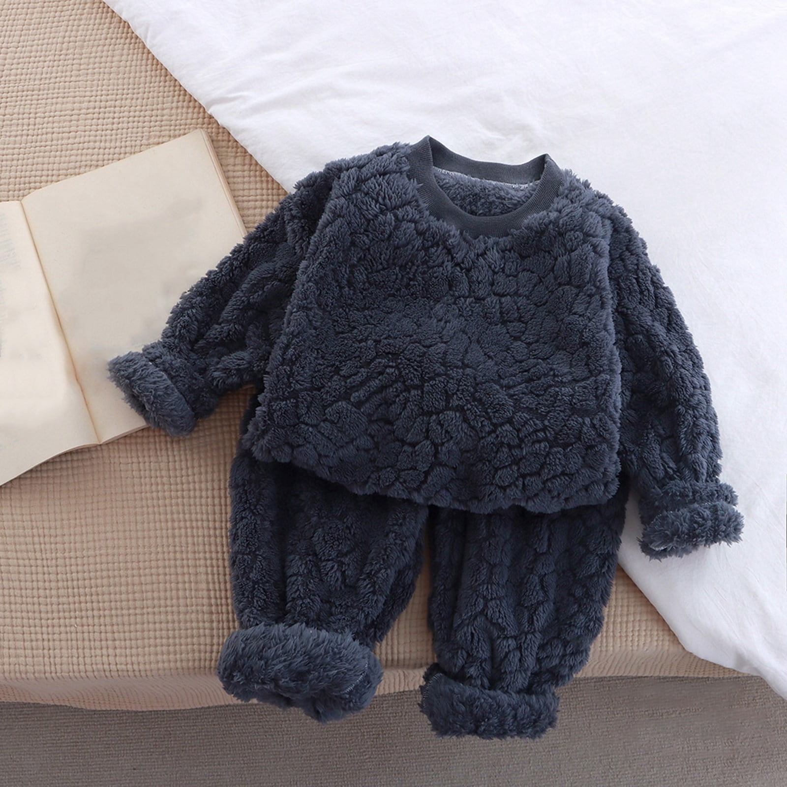 2 Piece Toddler Kids Boys Girls' Winter Pyjama Set Warm Flannel ...