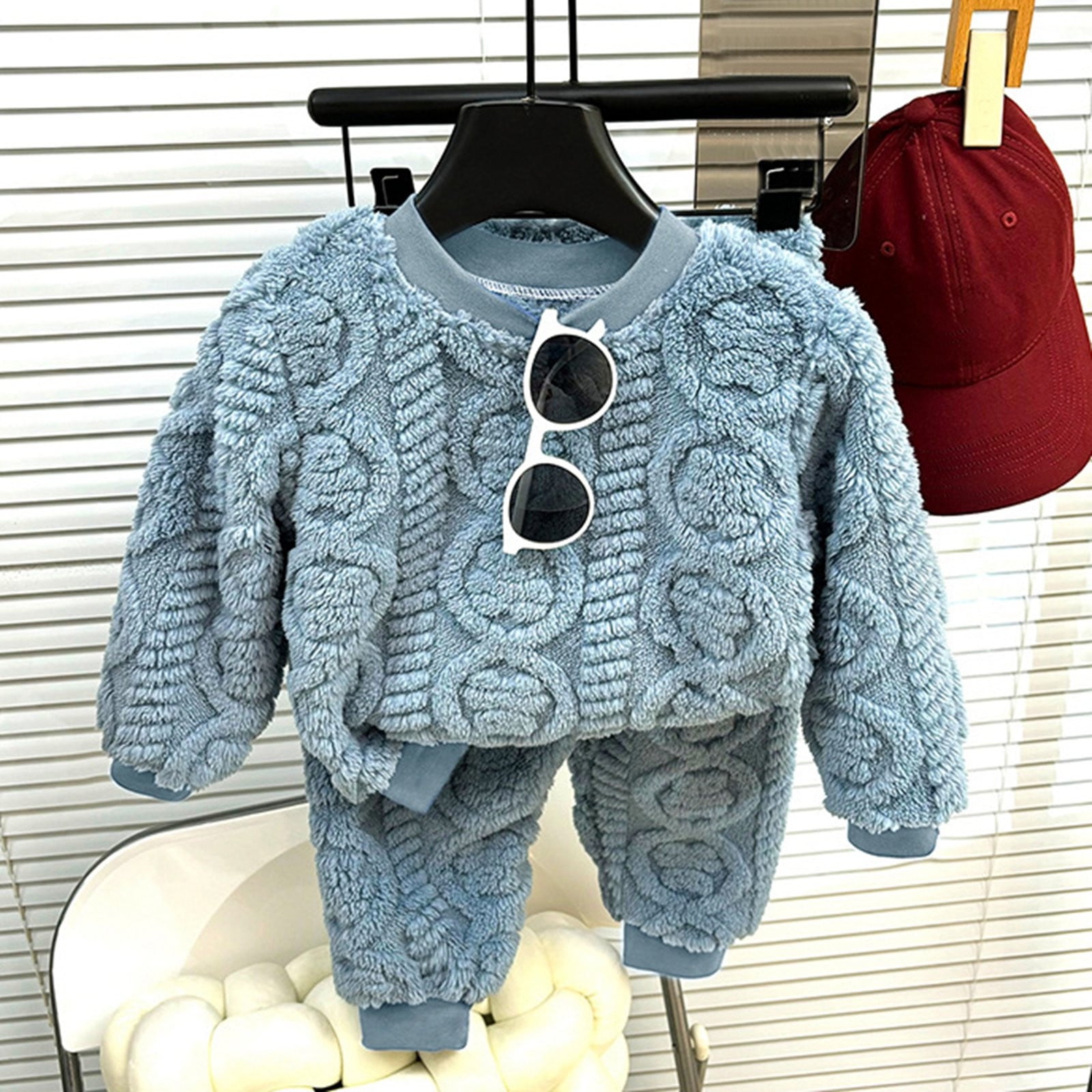 2 Piece Toddler Kids Boys Girls' Winter Pyjama Set Warm Flannel Sleepwear Set Tops Pants Outfits ...