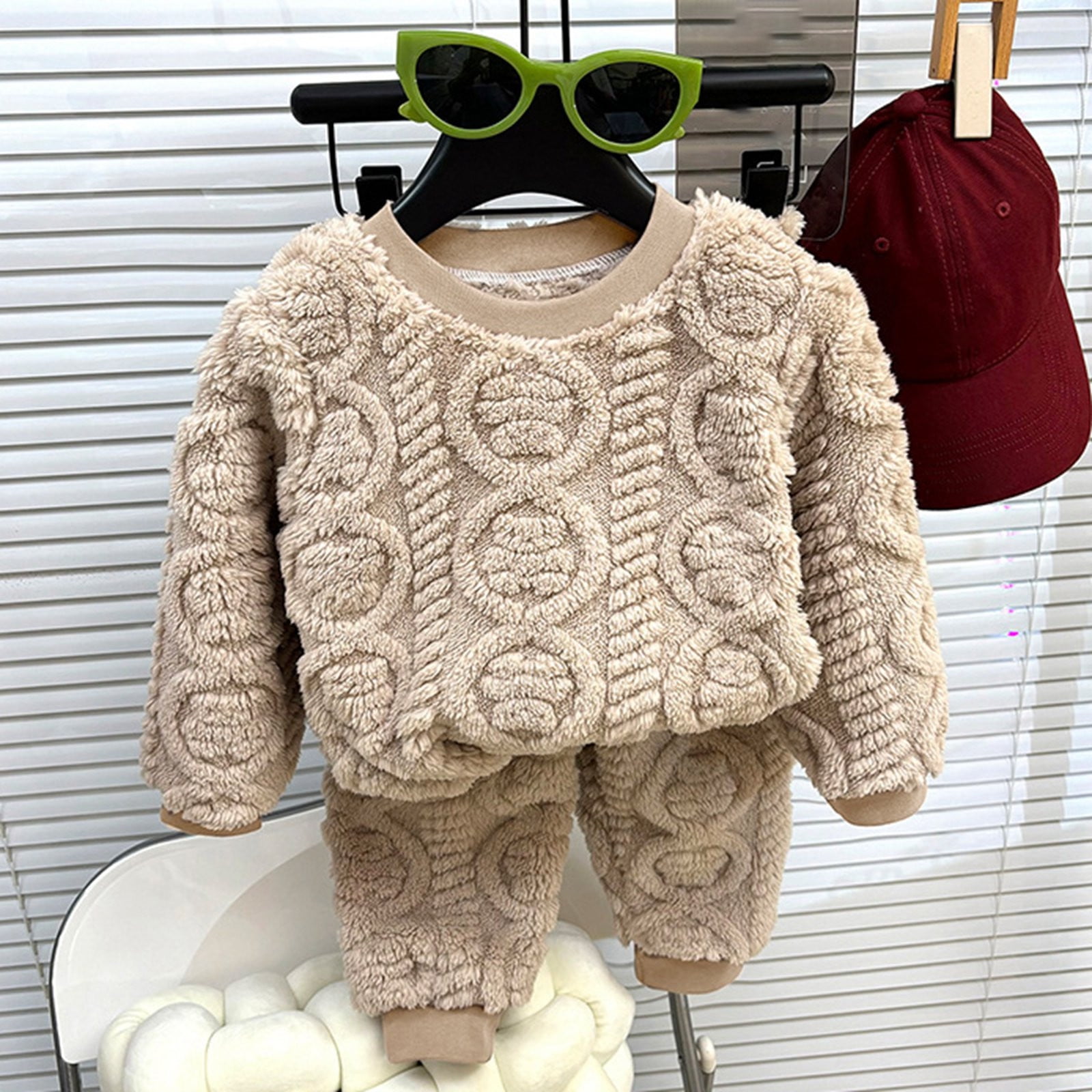 2 Piece Toddler Kids Boys Girls' Winter Pyjama Set Warm Flannel Sleepwear Set Tops Pants Outfits ...