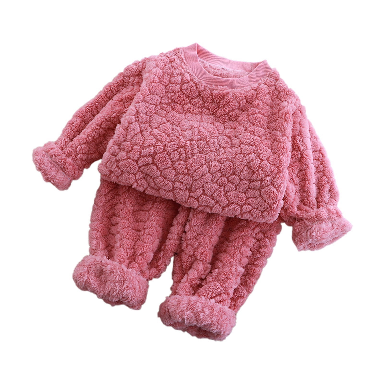 2 Piece Toddler Kids Boys Girls' Winter Pyjama Set Warm Flannel Sleepwear Set Tops Pants Outfits ...