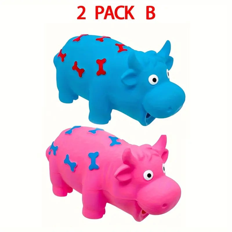 2-Piece Tough Squeaky Latex Dog Chew Toys, Screaming Cow Design, for ...