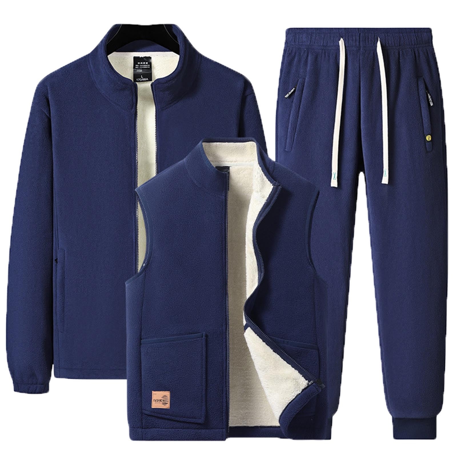 2 Piece Track Suits Set for Men Zipper Jacket and Drawstring Waist ...