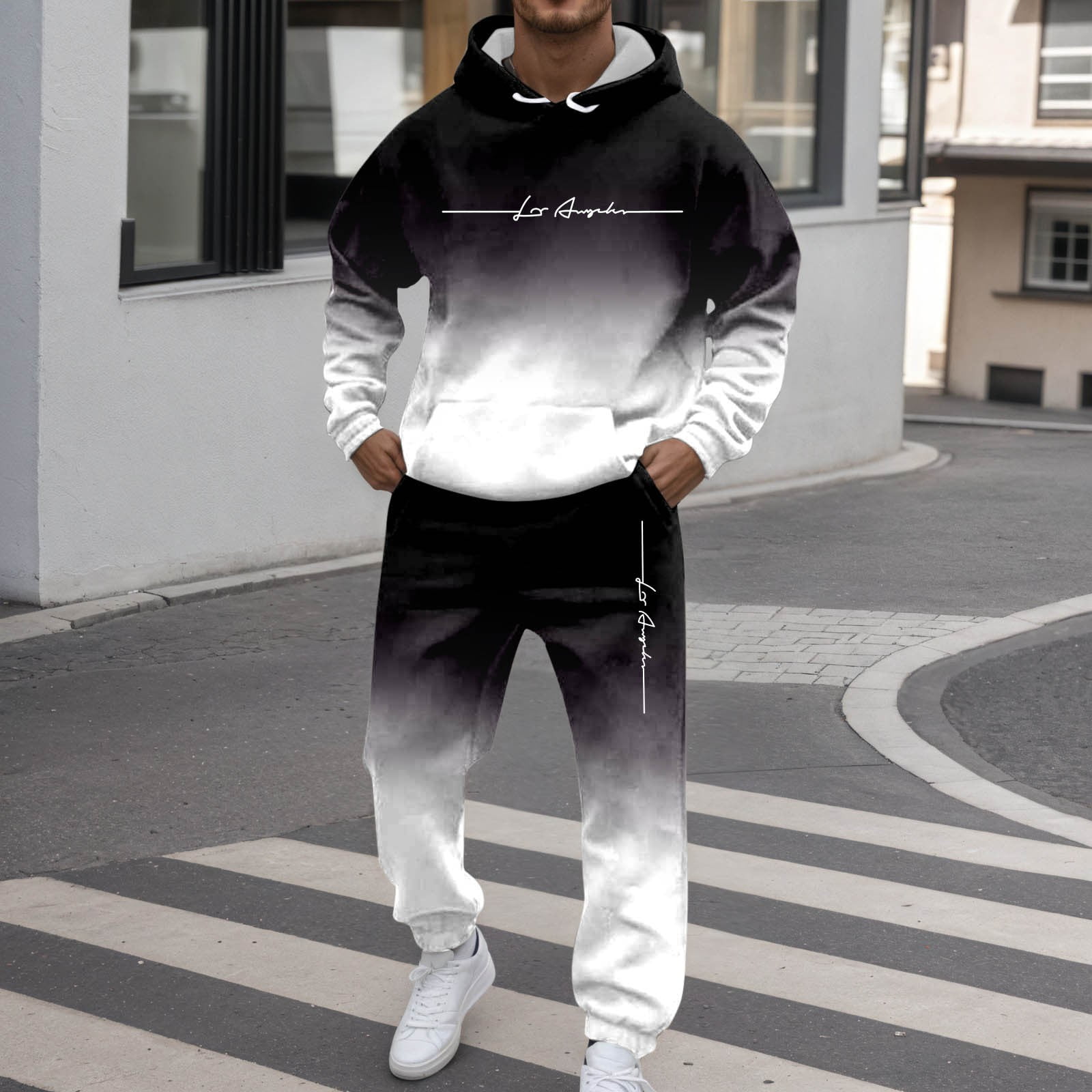 2 Piece TrackSuits Set Mens Hoodies and Sweatpants Sets Jogging Workout ...