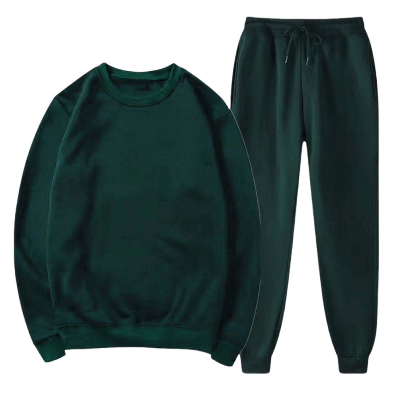 2 Piece Tracksuit Mens Matching Crewneck Pullover and Drawstring ...