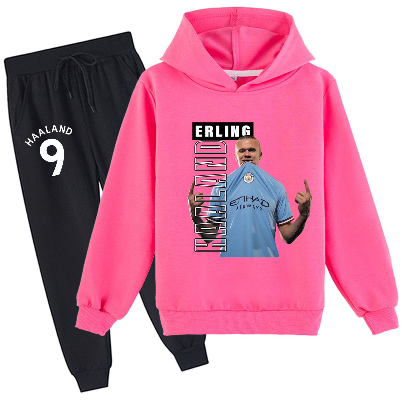 2 Piece Tracksuit Outfits-Haaland Graphic Hoodies with Jogger Pants Set ...
