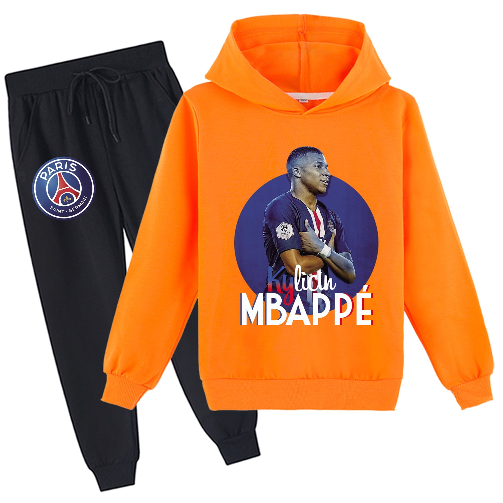 2 Piece Tracksuit Outfits-Mbappé Graphic Hoodies with Jogger Pants Set ...