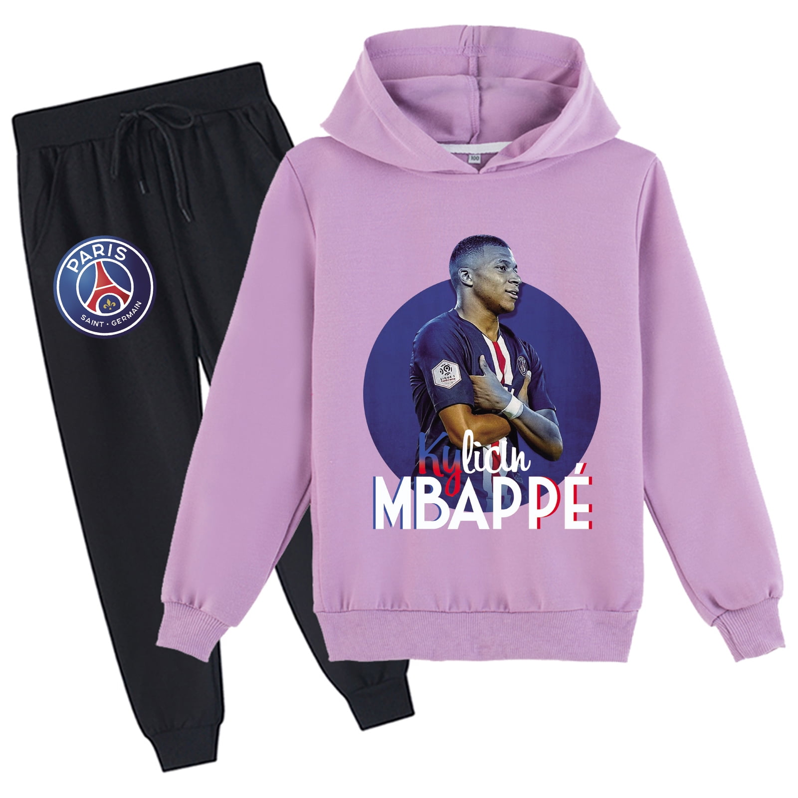 2 Piece Tracksuit Outfits-Mbappé Graphic Hoodies with Jogger Pants Set ...