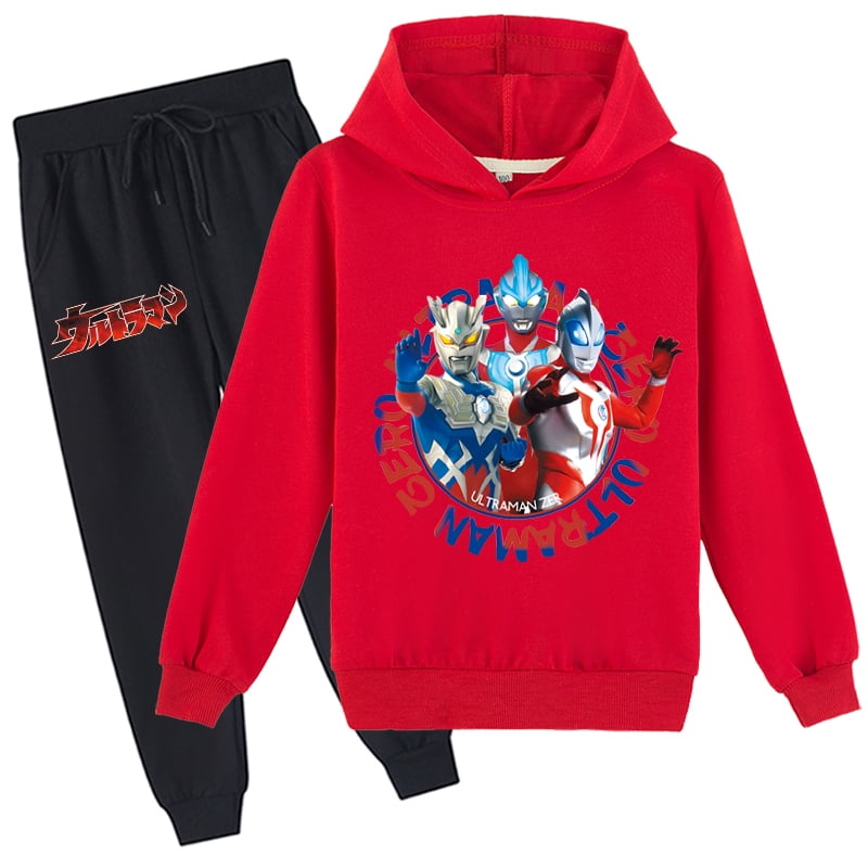 2 Piece Tracksuit Outfits-Ultraman Anime Hoodies with Jogger Pants Set ...