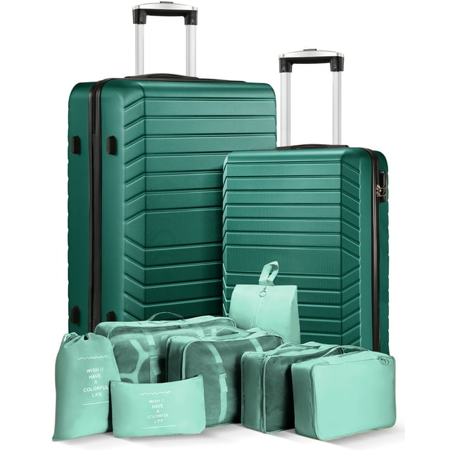 2 Piece Travel Luggage Sets (20"&28") Hardside Suitcase with 7PC ...