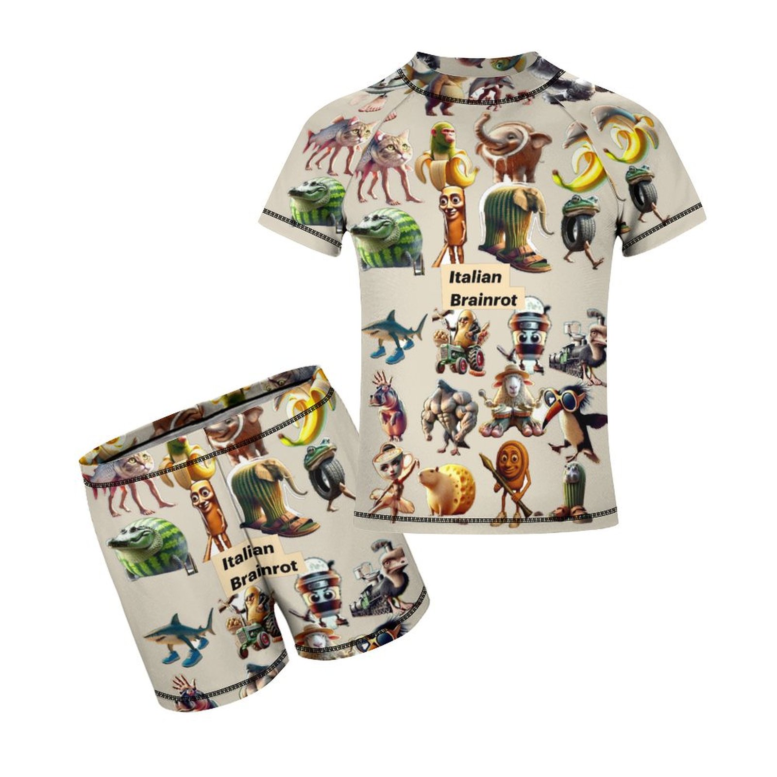 2 Piece Tung Tung Tung Sahu-r Bathing Suits Rash Guard Swim Shirts with ...