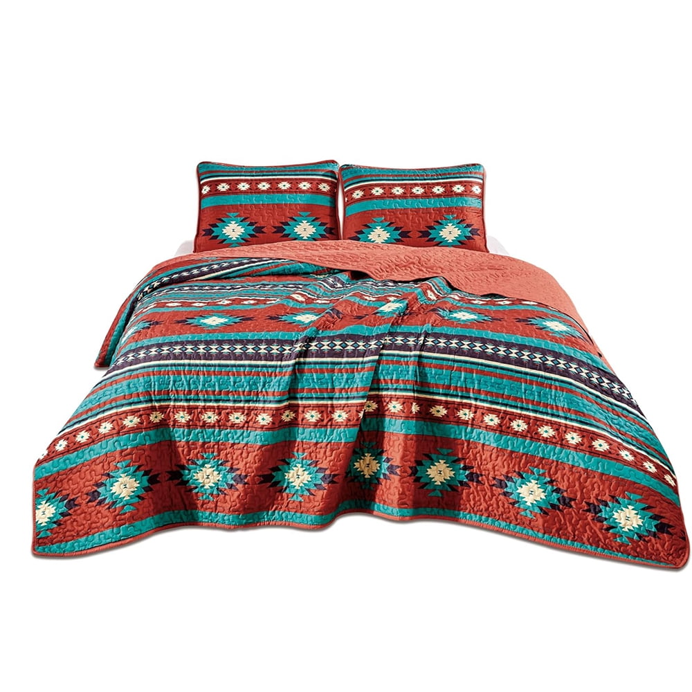2-Piece Twin Southwestern Geometric Tribal Quilt Set - Multicolor ...