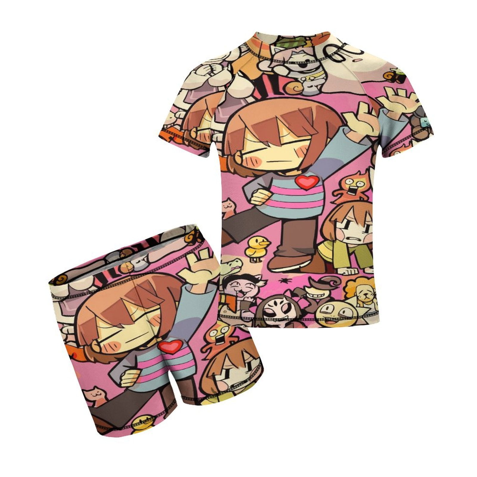 2 Piece Undertale Sans Rash Guard Summer Swim Shirts with Shorts Set ...