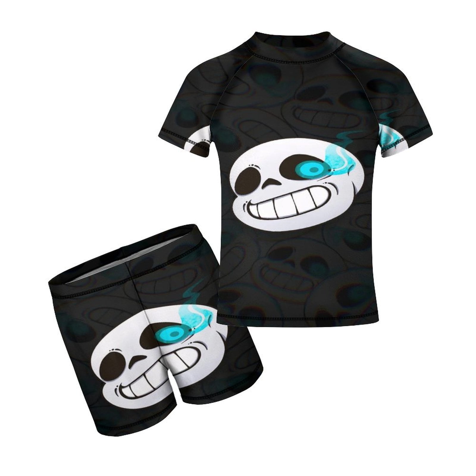 2 Piece Undertale Sans Rash Guard Summer Swim Shirts with Shorts Set ...