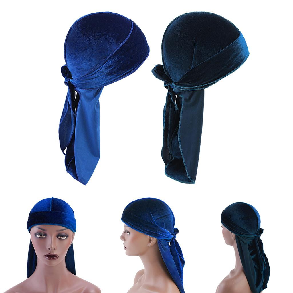 Segolike 2 Piece Unisex Velvet Bandana Pirate Hats - Navy blue ...