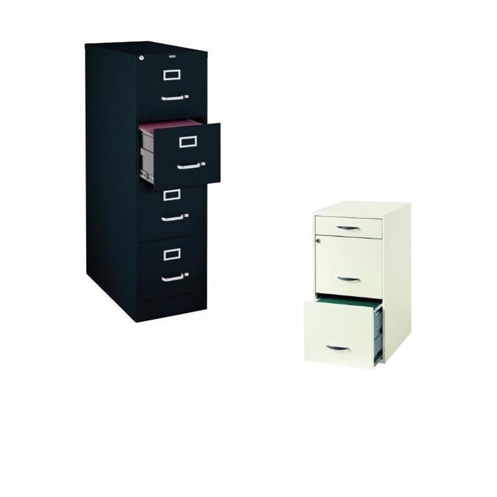 2 Piece Value Pack 4 and 3 Drawer File Cabinet in Black and White ...