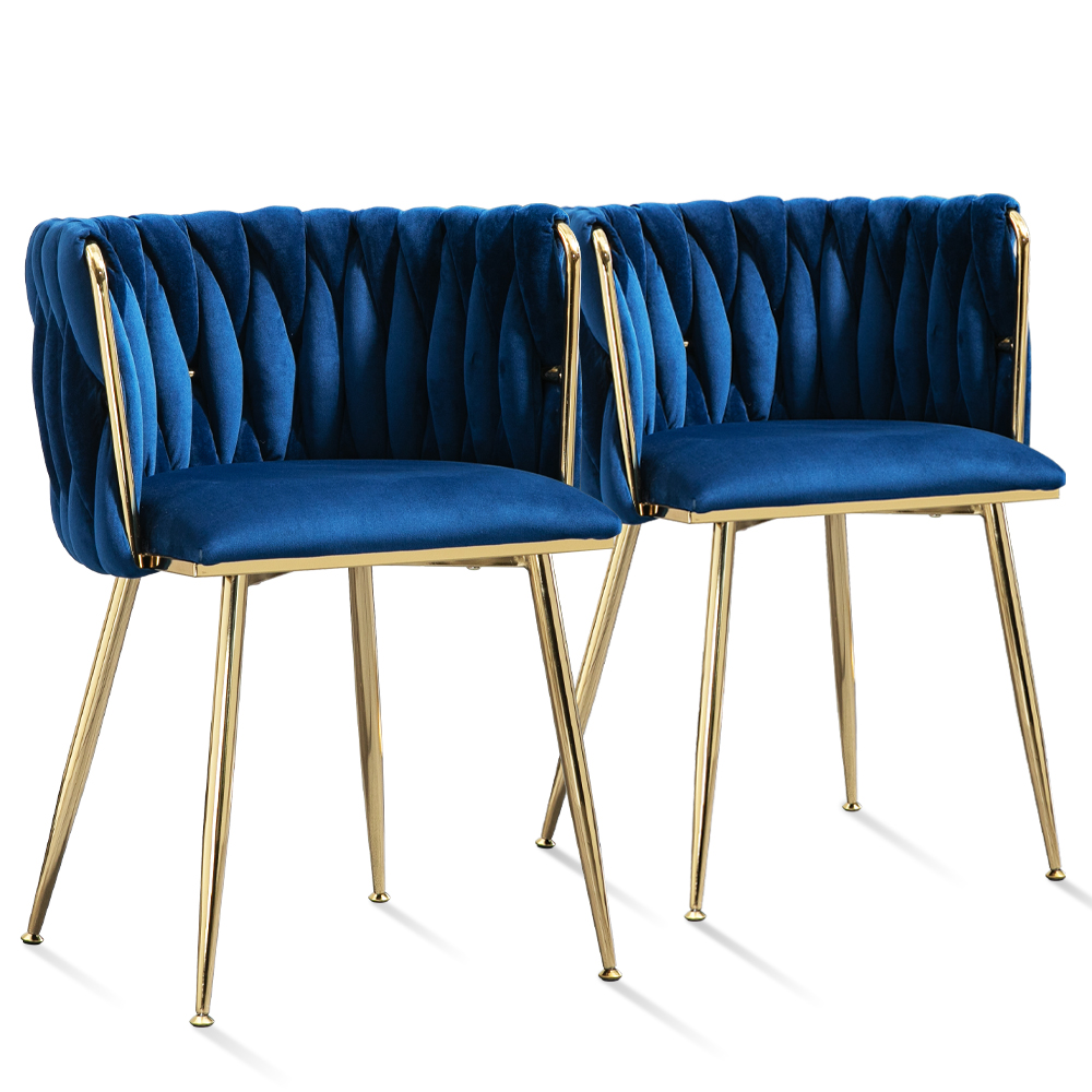 2 Piece Velvet Dining Chairs, Accent Dining Chairs with Golden Metal ...