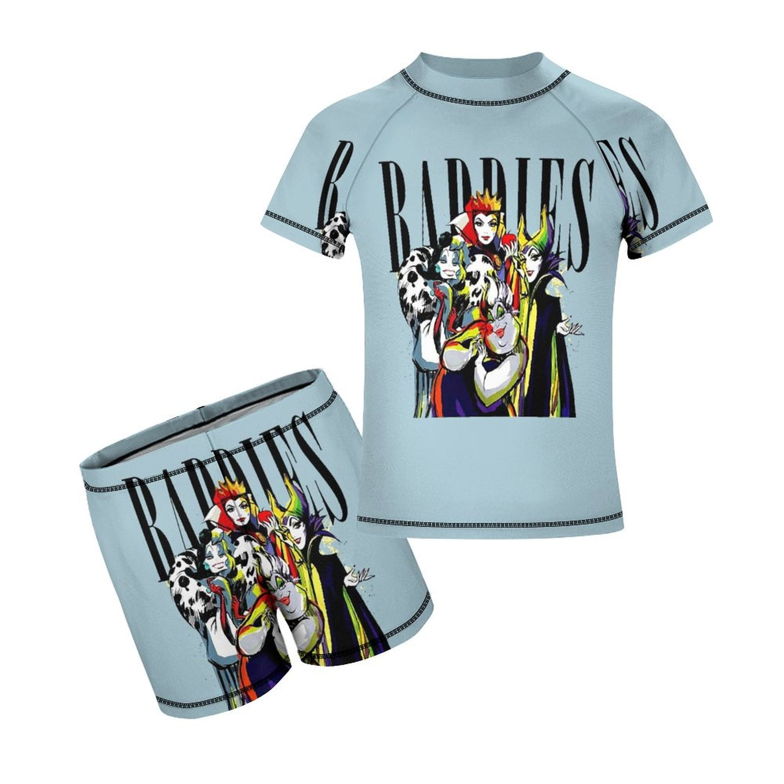 2 Piece Vill-ain Bad Witche Bathing Suits Rash Guard Swim Shirts with ...