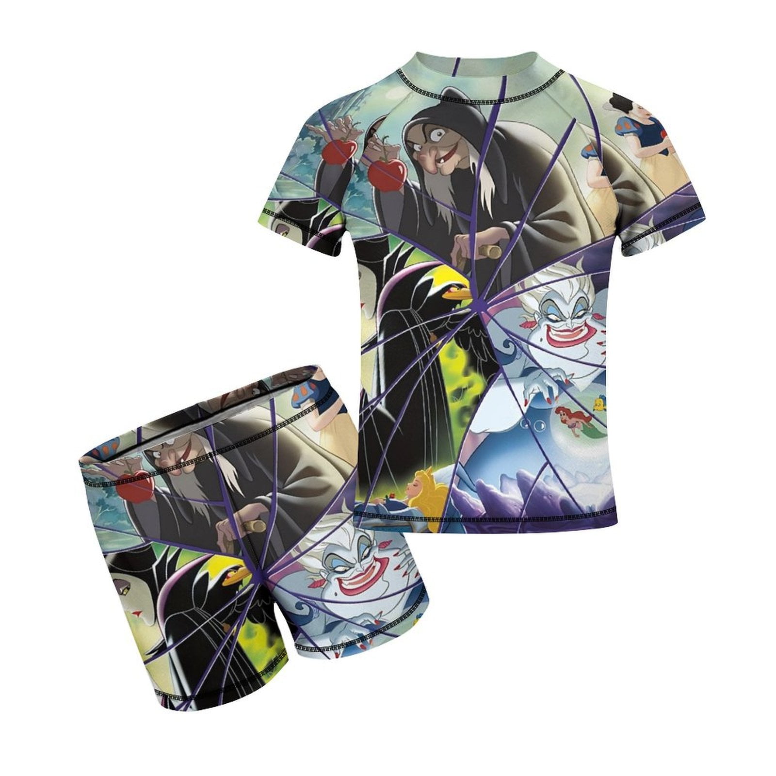 2 Piece Vill-ain Bad Witche Bathing Suits Rash Guard Swim Shirts with ...