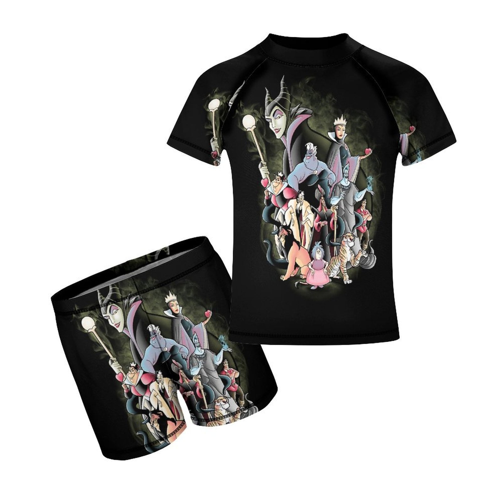 2 Piece Vill-ain Bad Witche Bathing Suits Rash Guard Swim Shirts with ...