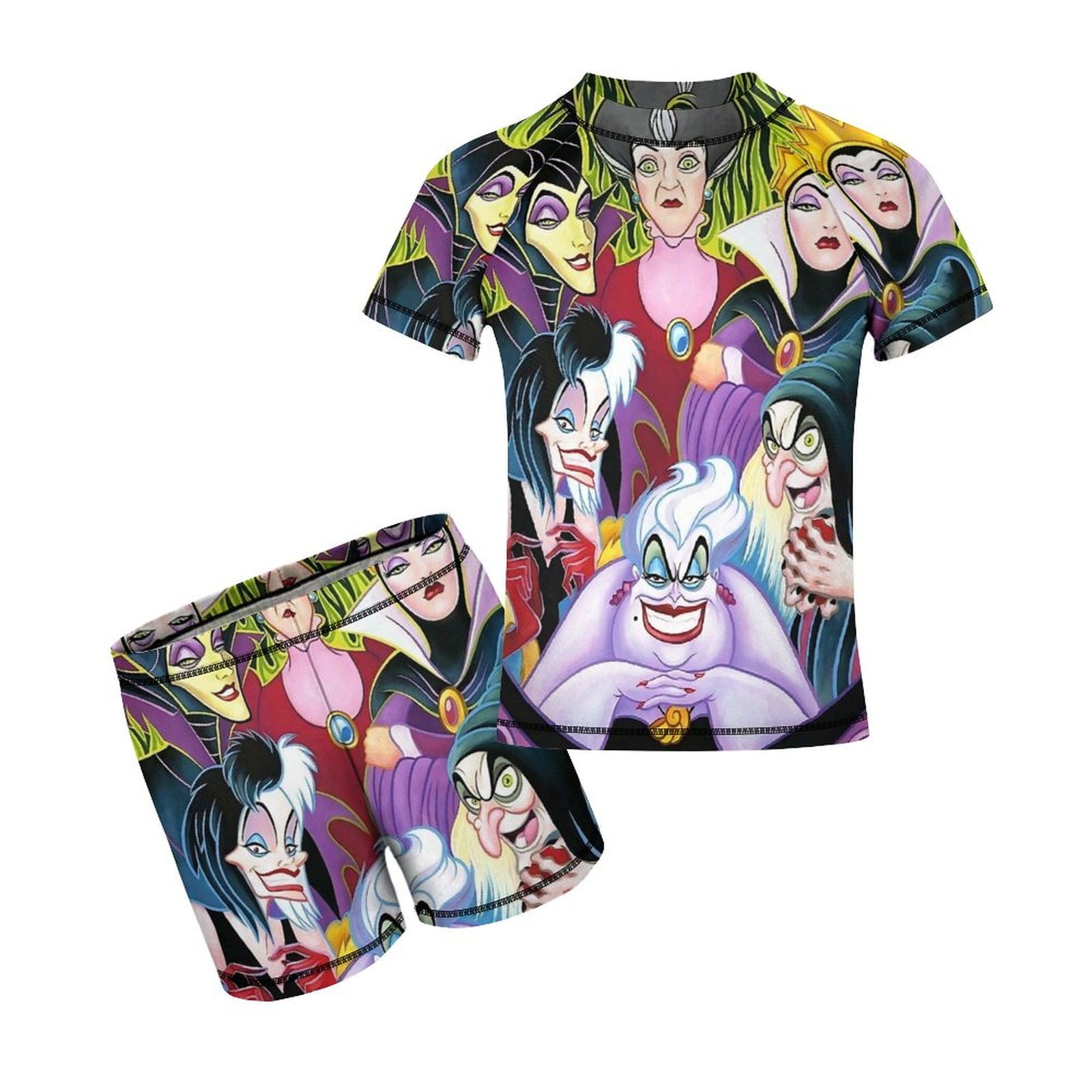 2 Piece Vill-ain Bad Witche Bathing Suits Rash Guard Swim Shirts with ...