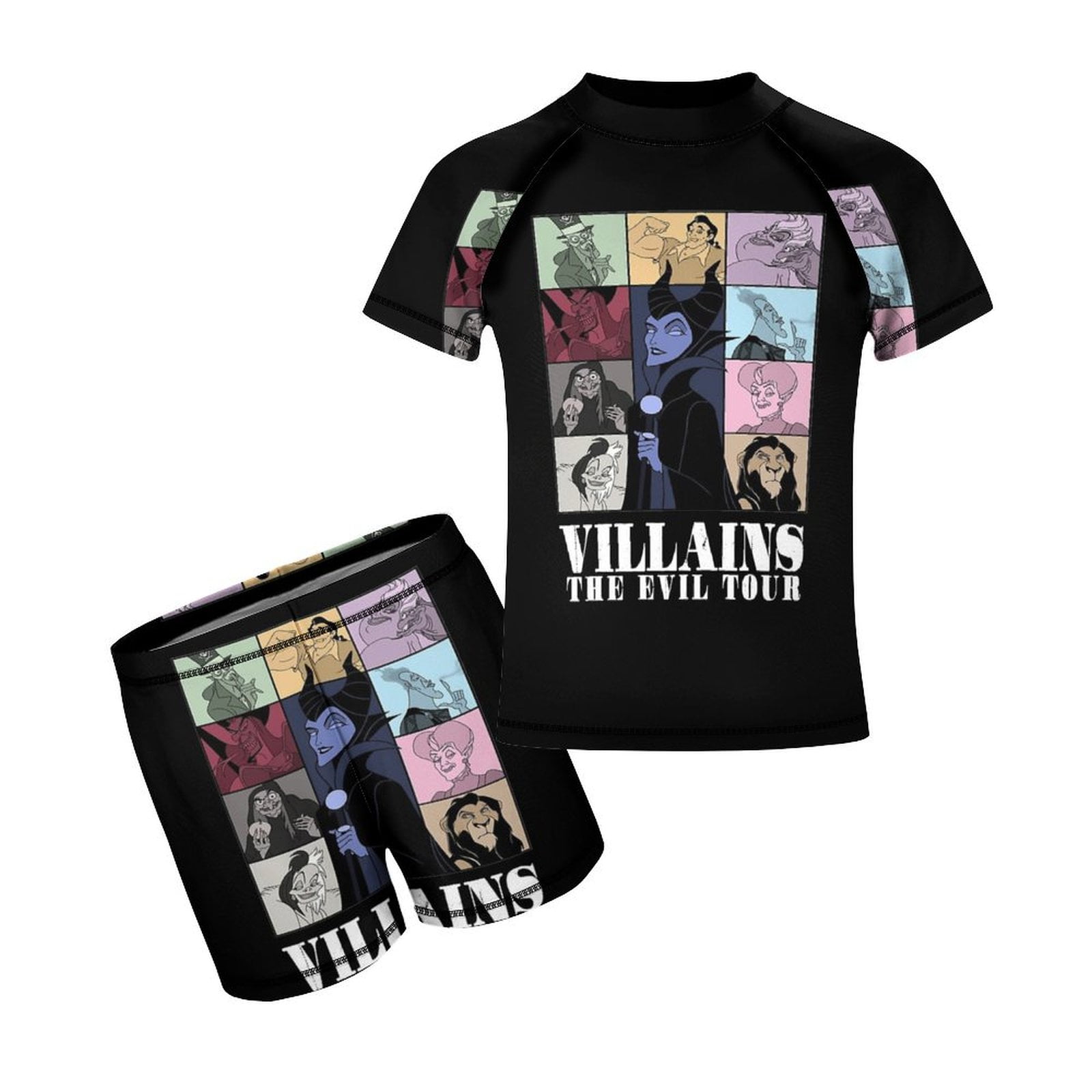2 Piece Vill-ain Bad Witche Bathing Suits Rash Guard Swim Shirts with ...