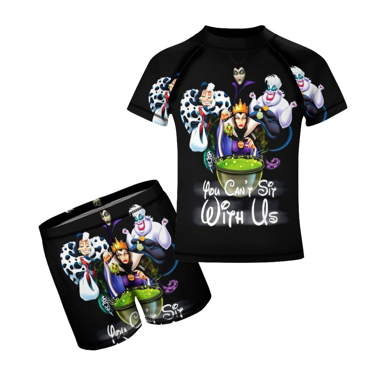 2 Piece Vill-ain Bad Witche Bathing Suits Rash Guard Swim Shirts with ...